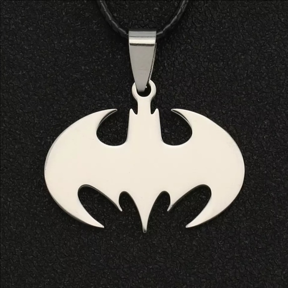 Batman | Accessories | Stainless Steel Leather Batman Necklace | Poshmark